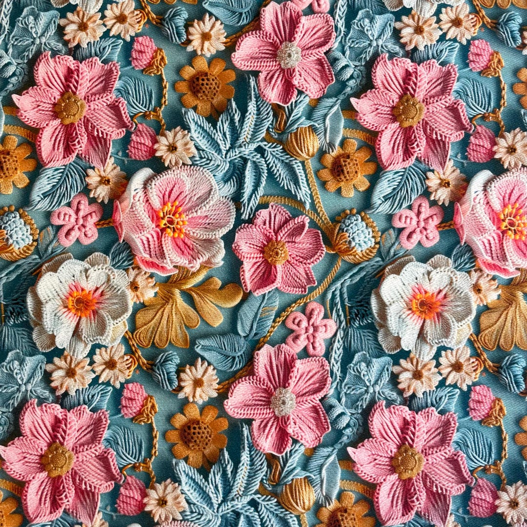 3D Fabric With Flowers/whimsical 3D Floral Fabric: Perfect for Creative ...