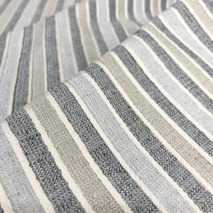 Gray Beige Striped Fabric by the Yard | Heavyweight Upholstery Fabric ...