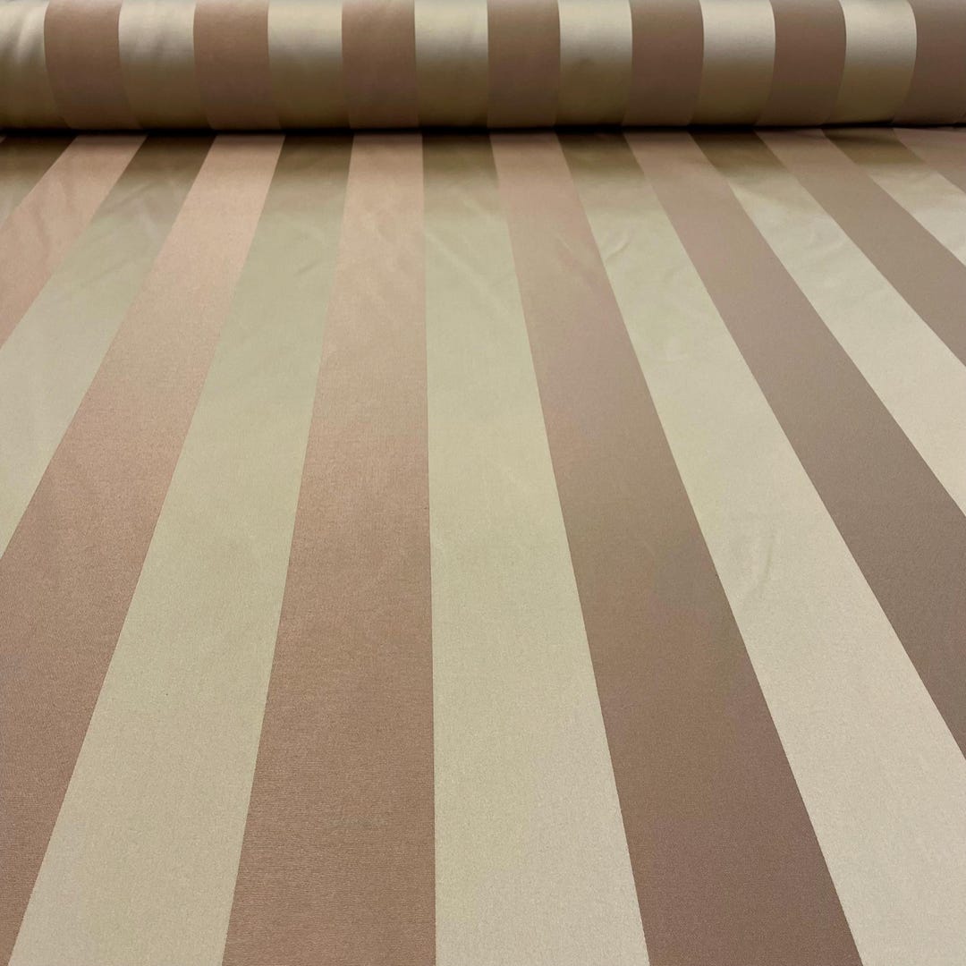 Fireproof Fabric With Large Brown and Gold Stripes | Width 300 Cm- 118 ...