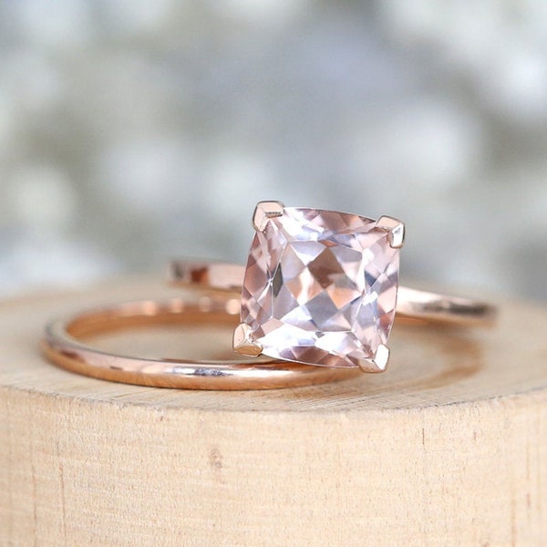 Rose Gold Cushion Cut Ring - Etsy