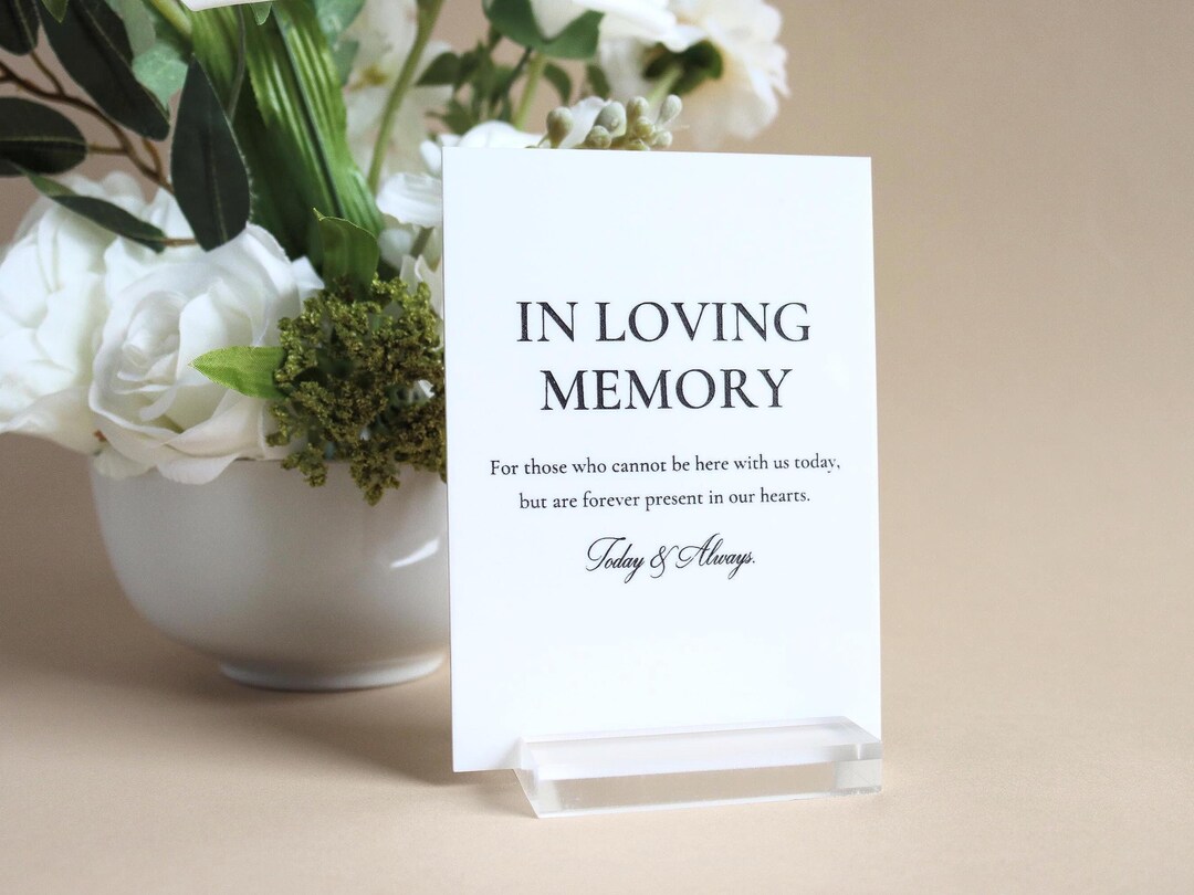 Acrylic in Loving Memory Sign, Memorial Sign, Acrylic Wedding Sign ...