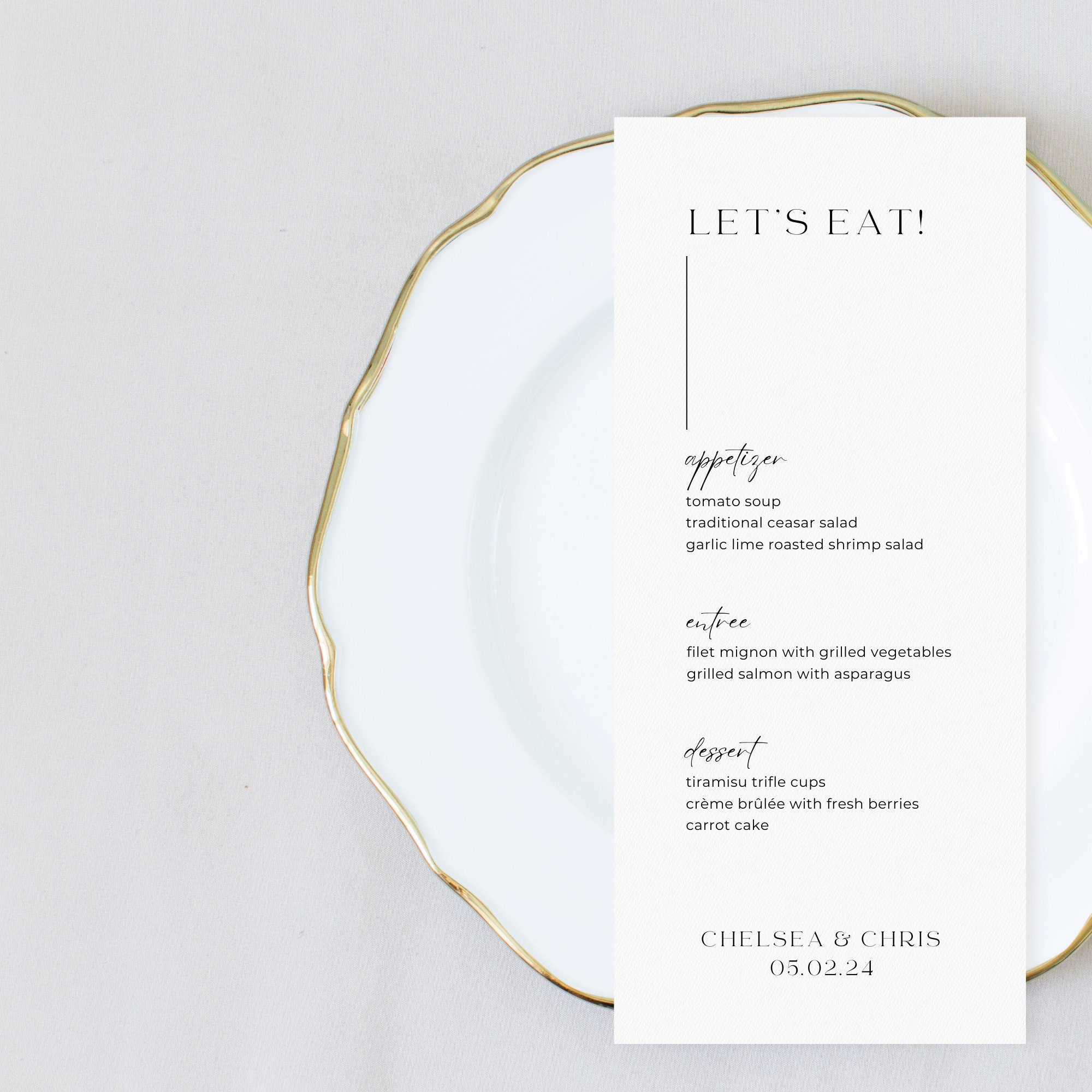 Modern Menu Card Template, Elegant Menu Card, Wedding Stationery ...