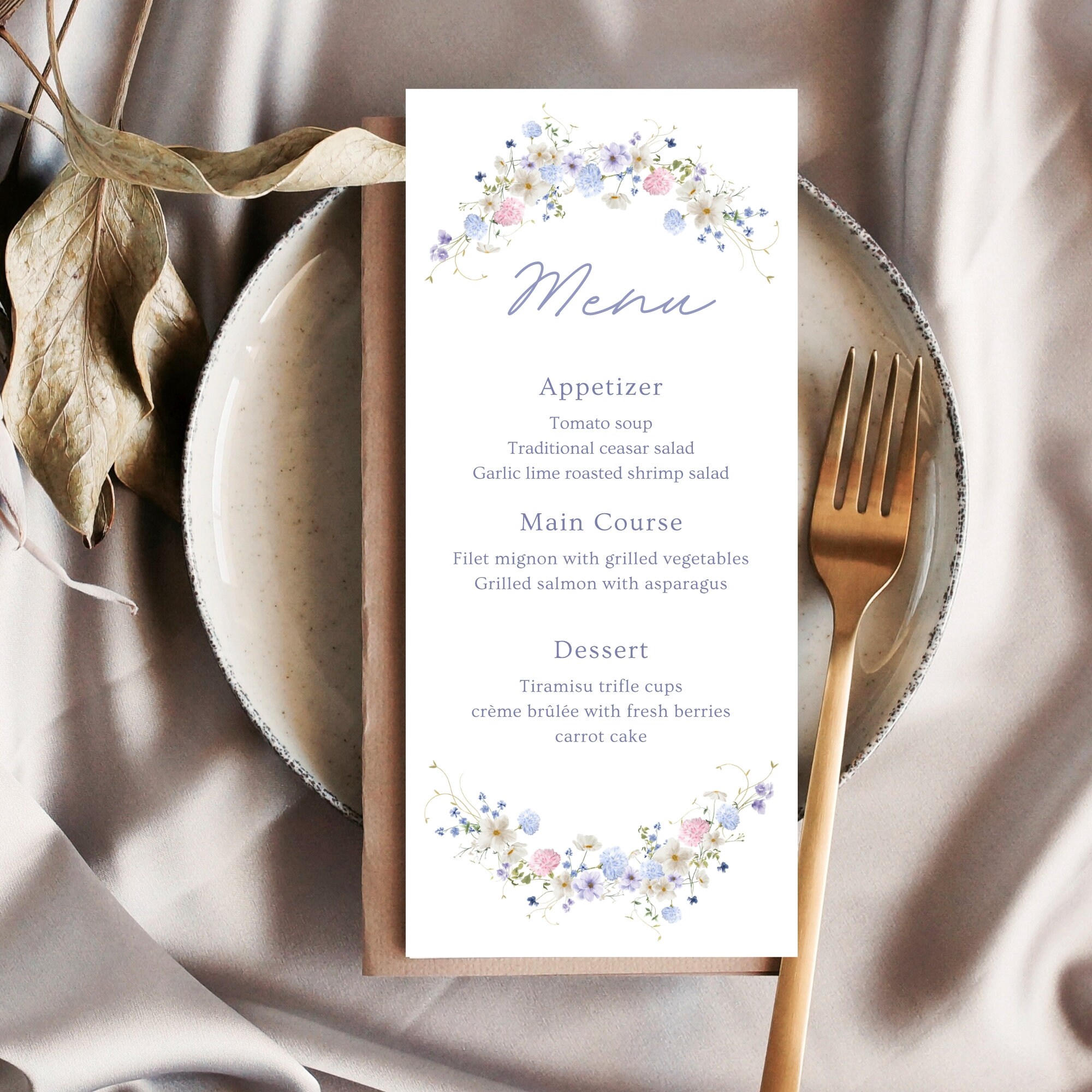 First Holy Communion Menu Card Template, Floral Menu Card, Communion ...