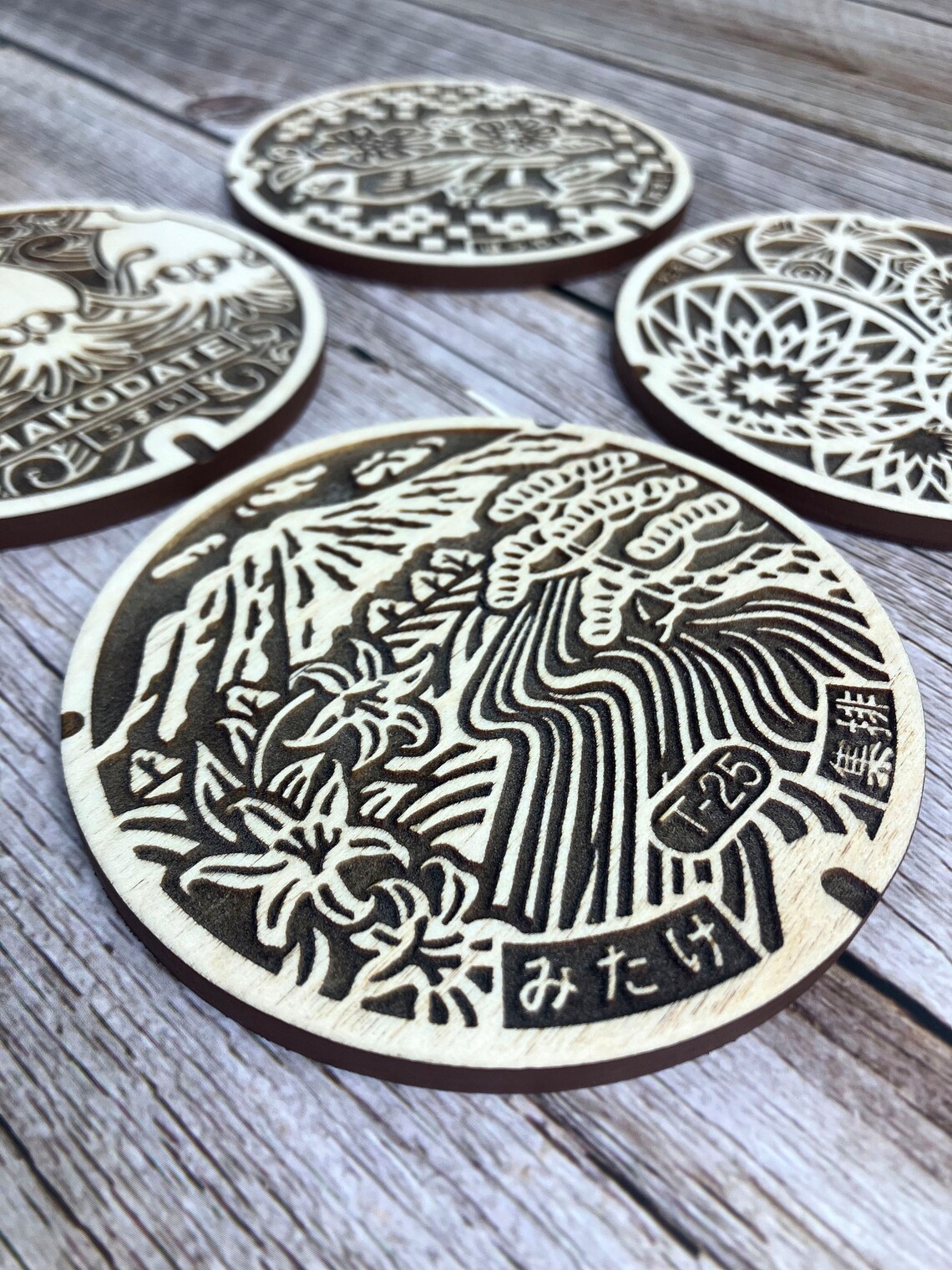 Japanese Manhole Cover Coasters Digital Bundle B: Set of 4 Designs ...
