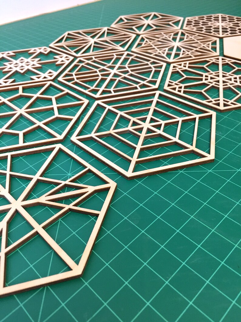 Japanese Kumiko Coasters Digital Bundle B: Set of 12 Designs, Plus 1 ...