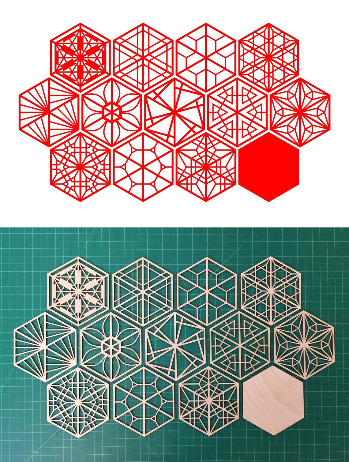 Japanese Kumiko Coasters Digital Bundle C: Set of 12 Designs, Plus 1 ...