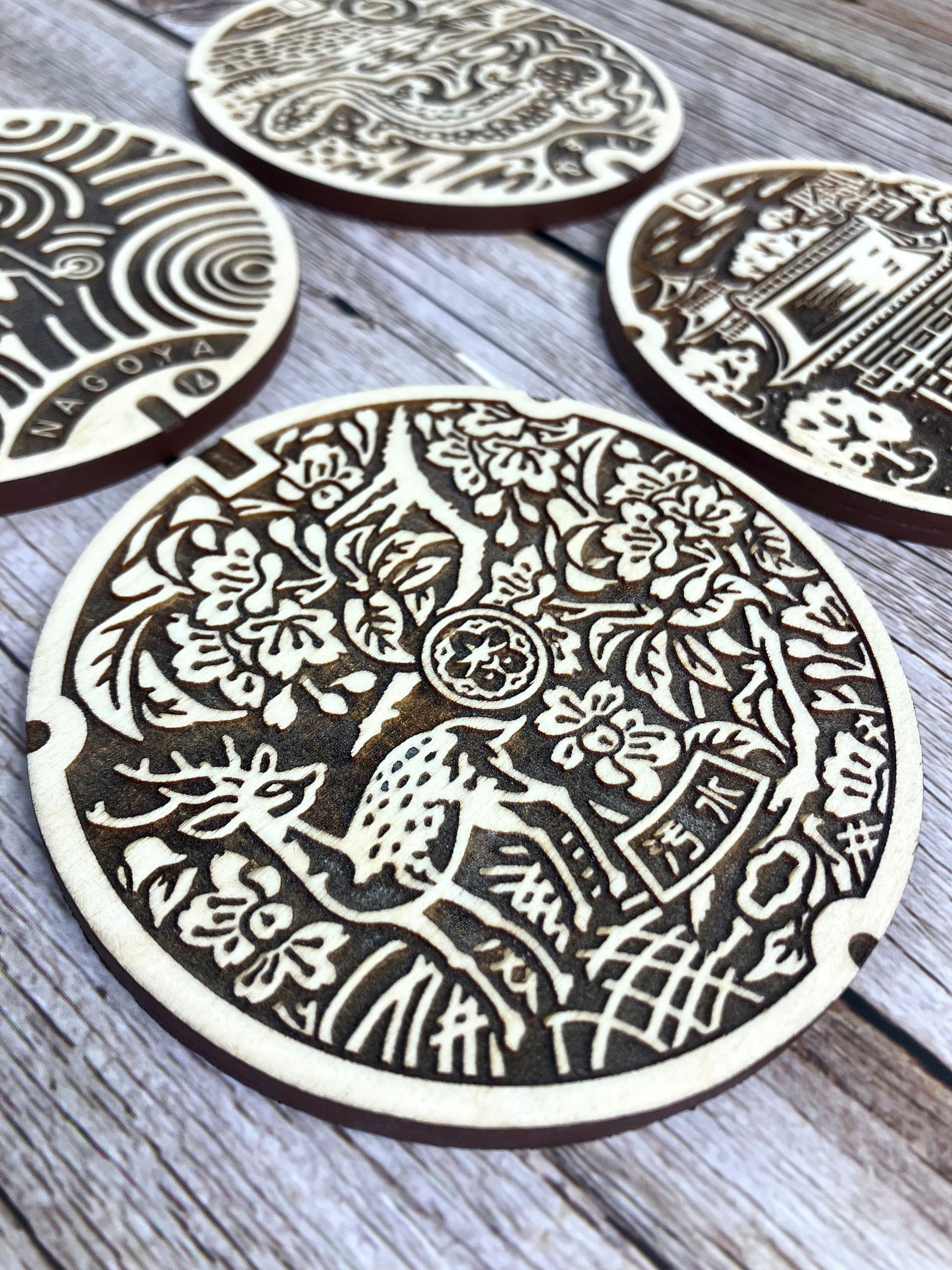 Japanese Manhole Cover Coasters Digital Bundle C: Set of 4 Designs ...