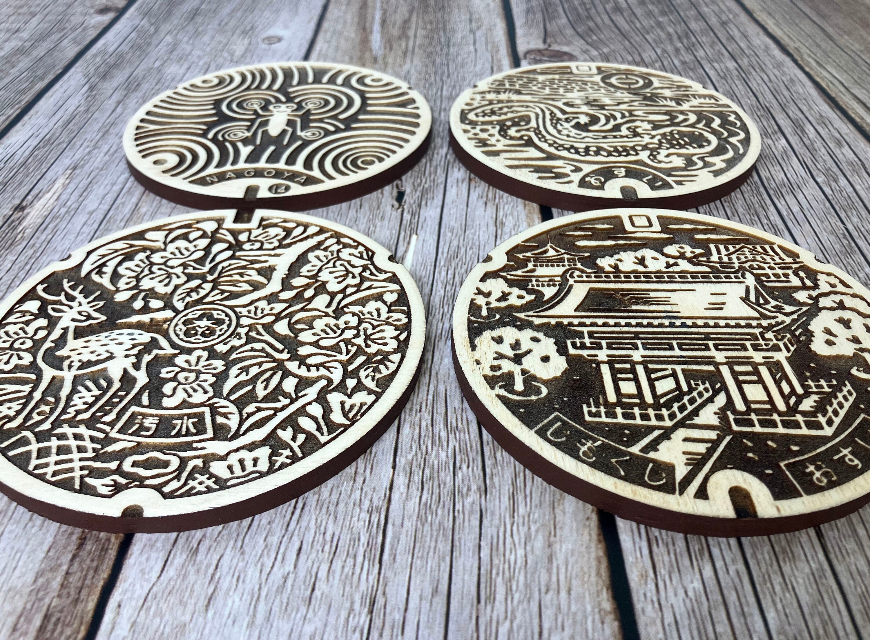 Japanese Manhole Cover Coasters Digital Bundle C: Set of 4 Designs ...