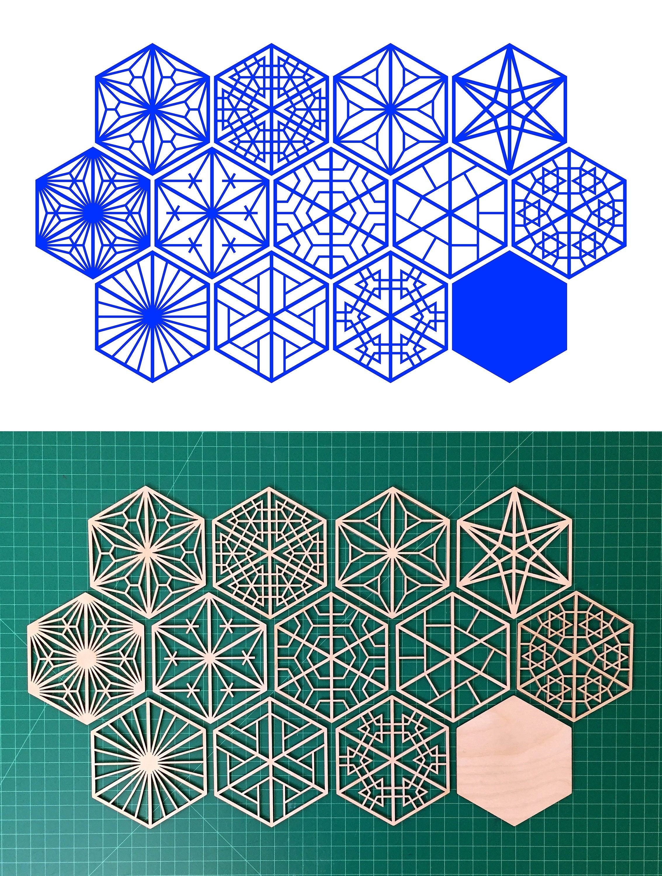 Japanese Kumiko Coasters Digital Bundle A: Set of 12 Designs, Plus 1 ...