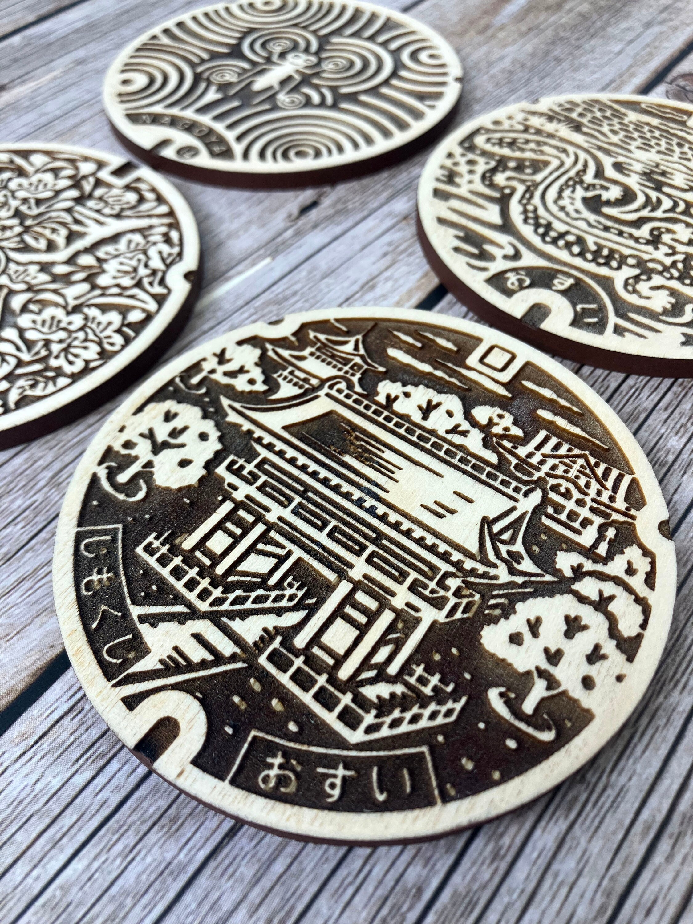 Japanese Manhole Cover Coasters Digital Bundle C: Set of 4 Designs ...