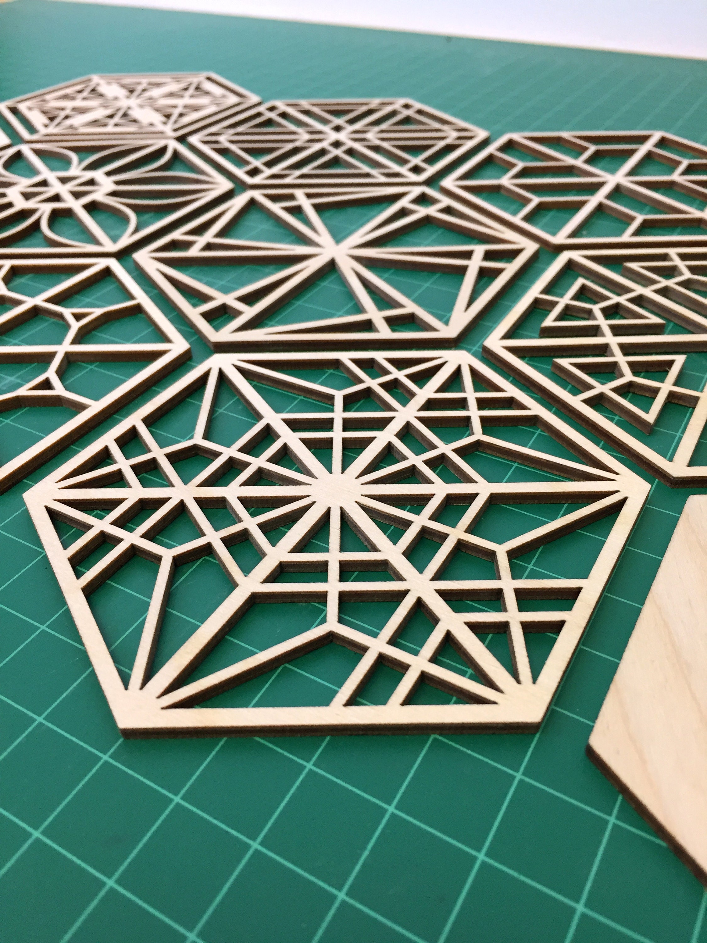 Japanese Kumiko Coasters Digital Bundle C: Set of 12 Designs, Plus 1 ...