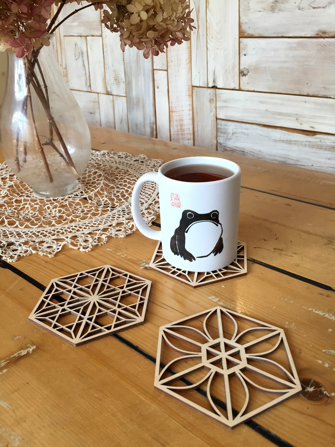 Japanese Kumiko Coasters Digital Bundle C: Set of 12 Designs, Plus 1 ...