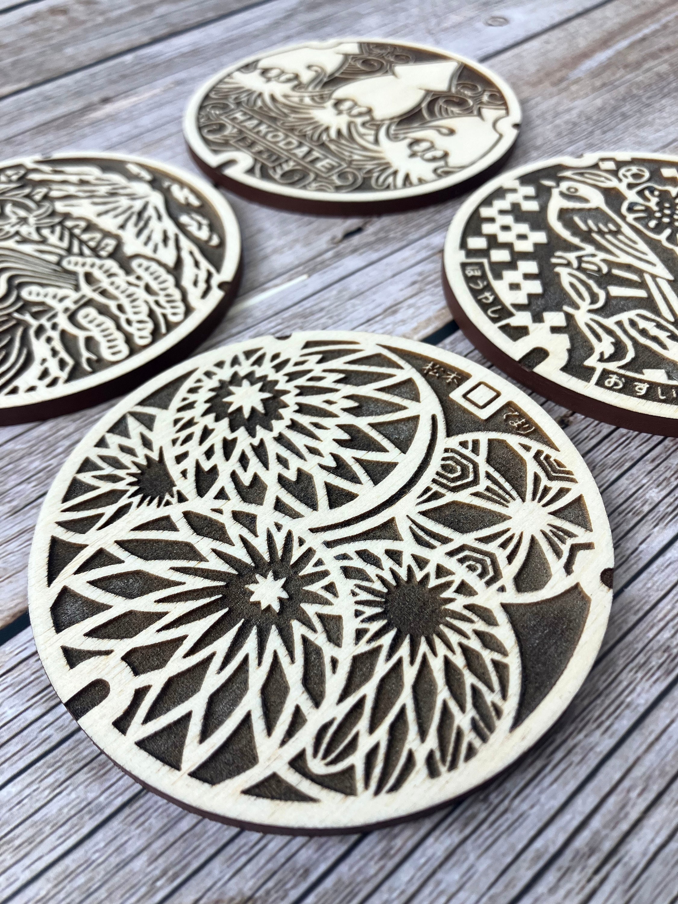 Japanese Manhole Cover Coasters Digital Bundle B: Set of 4 Designs ...