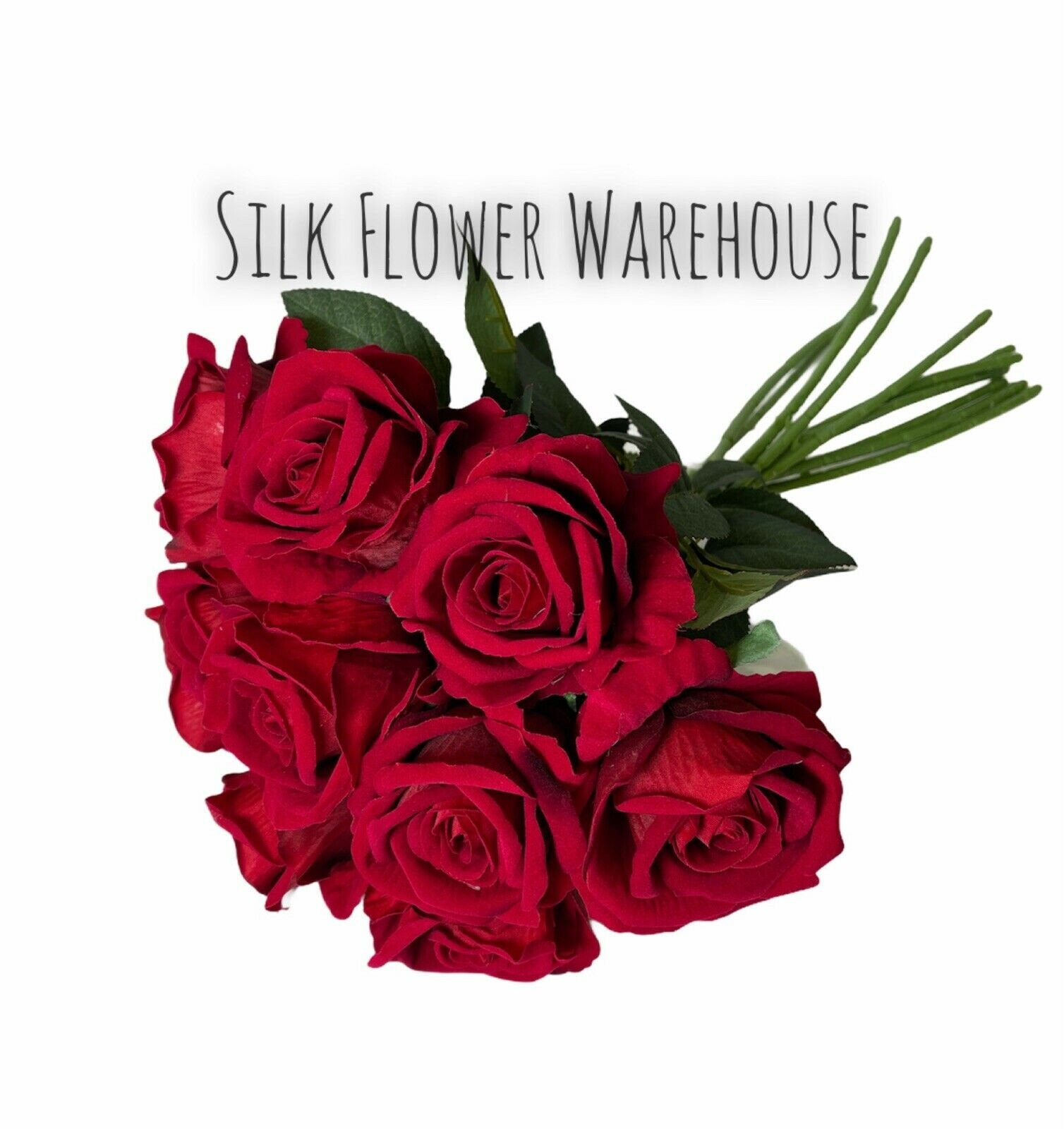 12 X Luxury Velvet Red Roses. Loose Flowers. Valentines Day Valentine ...