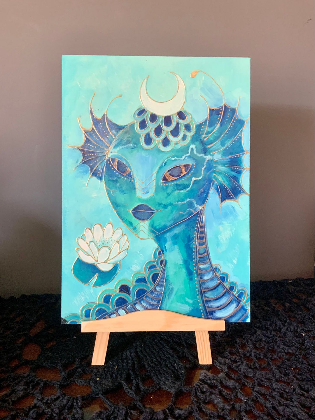 Pisces Queen Zodiac **ORIGINAL** One-of-a-kind Piece Painting Gothic ...