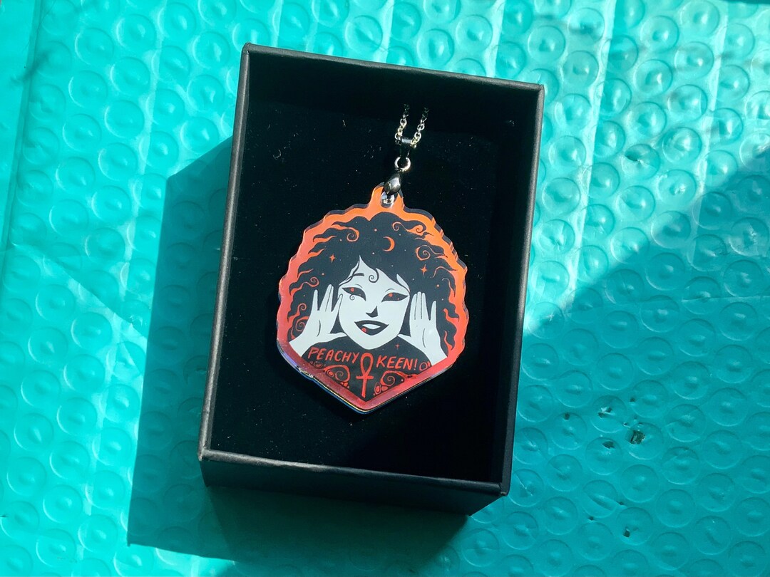 DEATH peachy Keen 50mm/2 Inch Holographic Necklace With Silver Chain ...