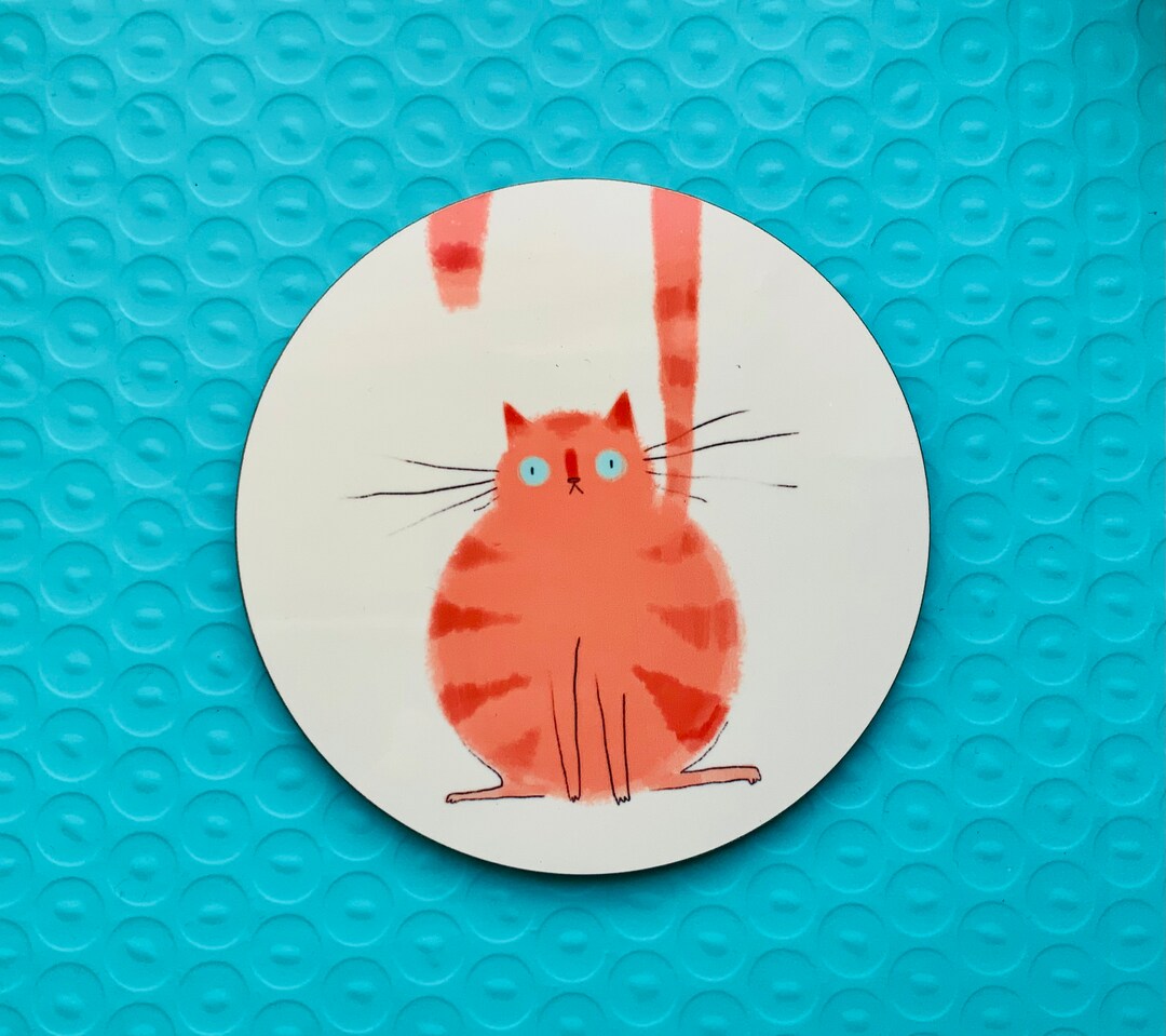 Ginger Fat Round Cute CAT Circular Coaster - Etsy