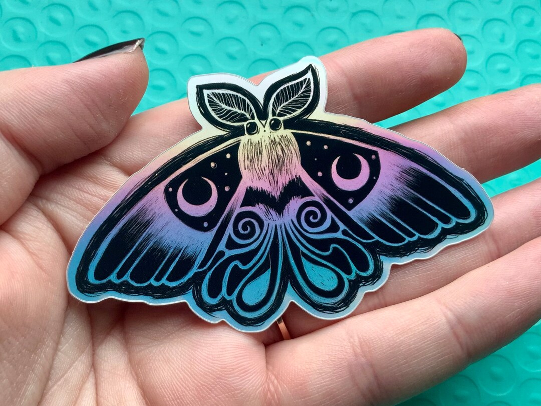 Stunning Holographic MOTH Butterfly Sticker - Wild Wood Collection - Etsy