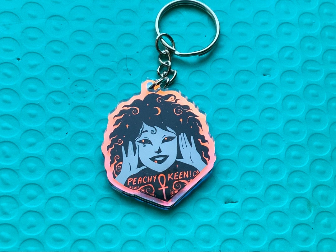 DEATH “peachy Keen” 50mm/2 Inch Holographic Keychain With Silver Chain ...