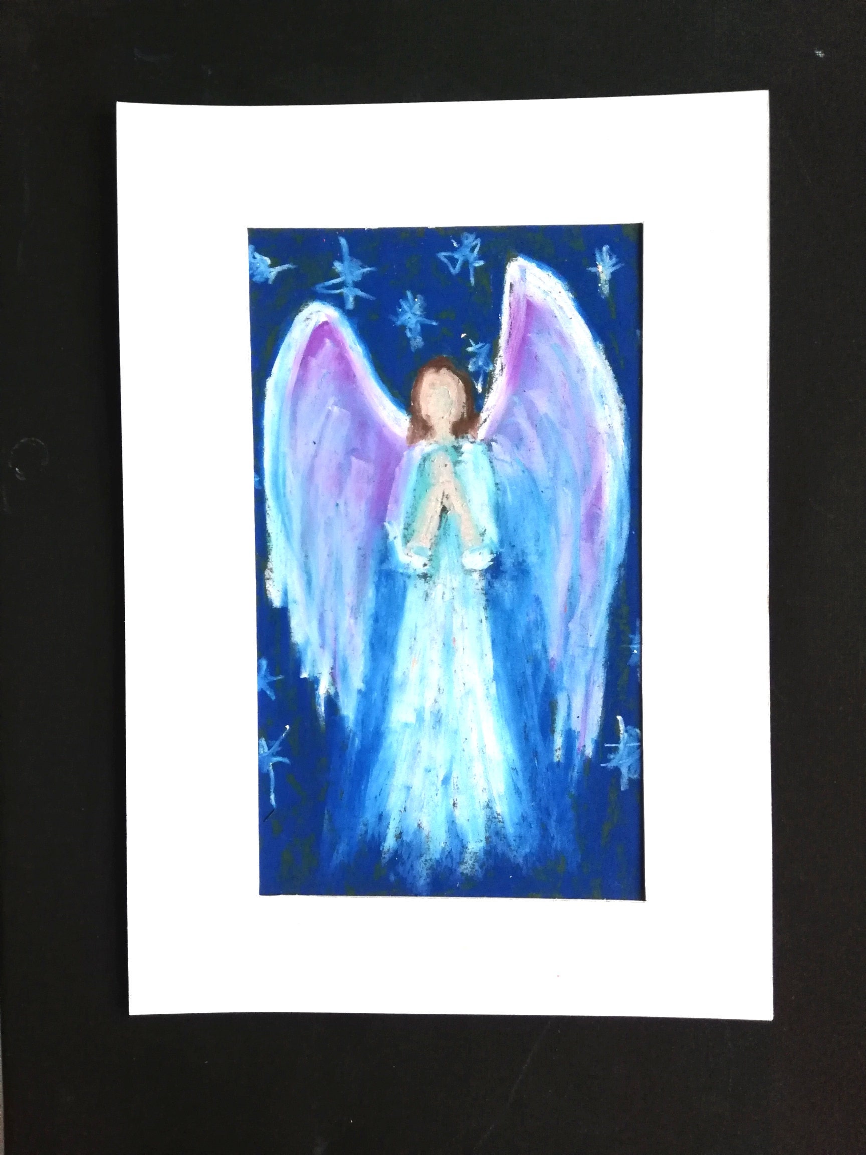 Angel Oil Pastel Painting, Original Affordable Oil Pastel Abstract ...
