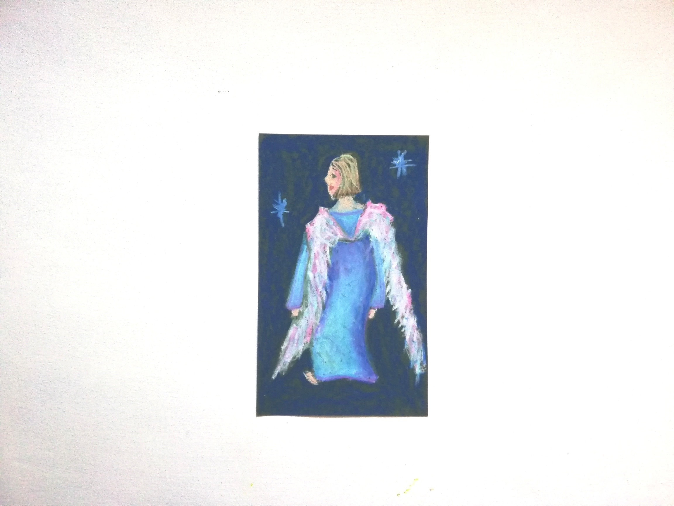 Angel Oil Pastel Painting, Original Affordable Oil Pastel Abstract ...