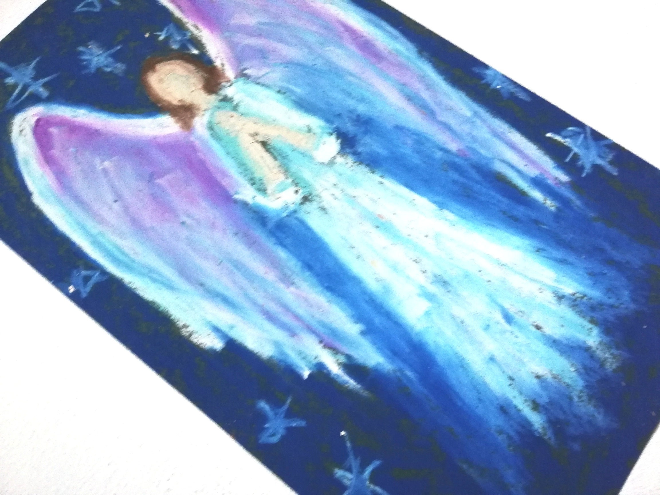 Angel Oil Pastel Painting, Original Affordable Oil Pastel Abstract ...
