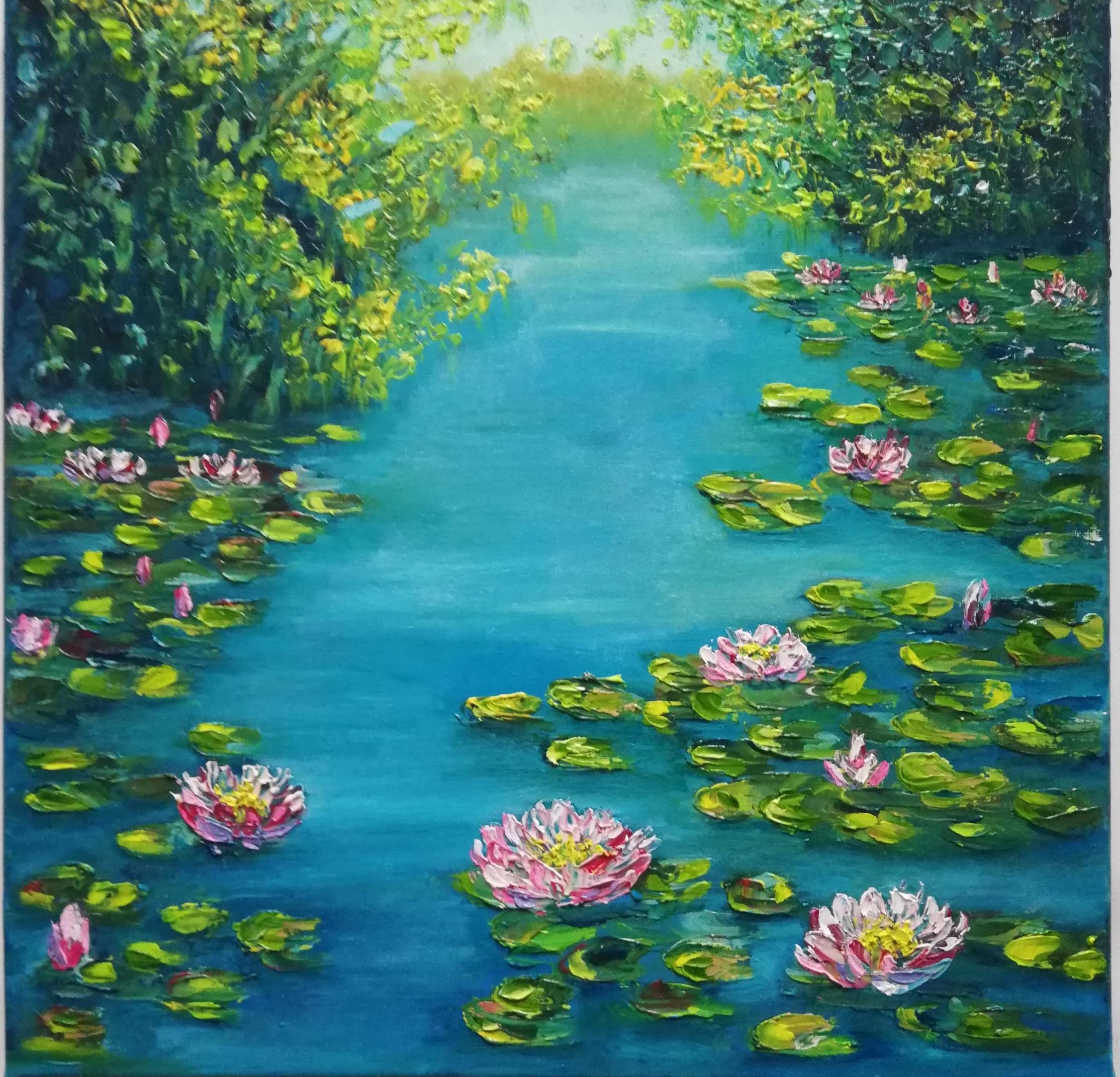 Water Lilies in the Style of Claude Monet.oil Painting Original Flower ...