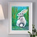 Rabbit Oil Painting Easter Bunny Original Art Oil Pastel Drawing Rabbit ...