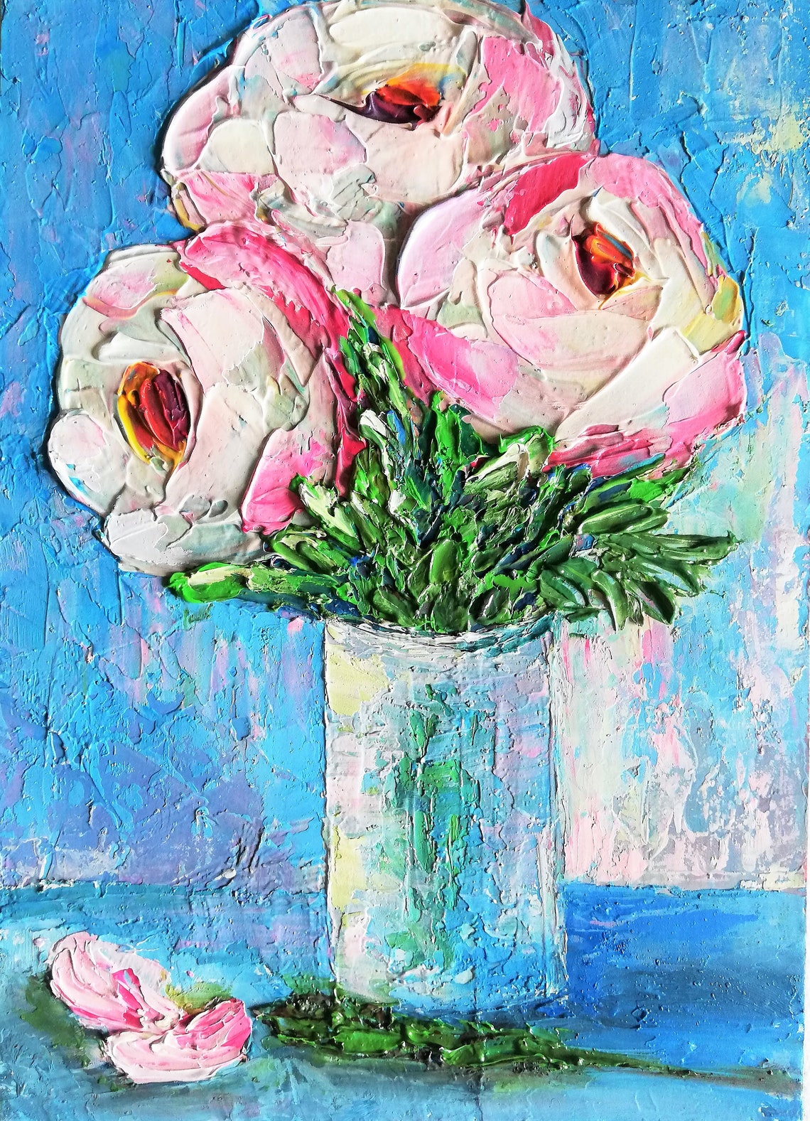 Roses Original Art Bouquet of Roses Oil Painting Flower Wall - Etsy