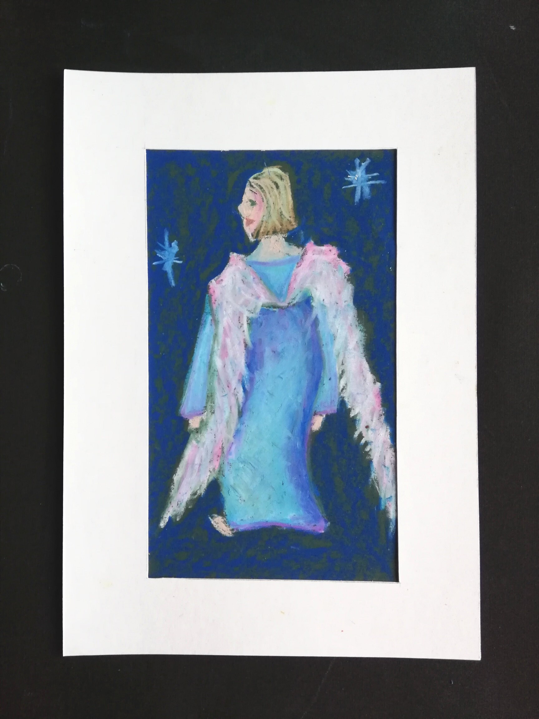 Angel Oil Pastel Painting, Original Affordable Oil Pastel Abstract ...