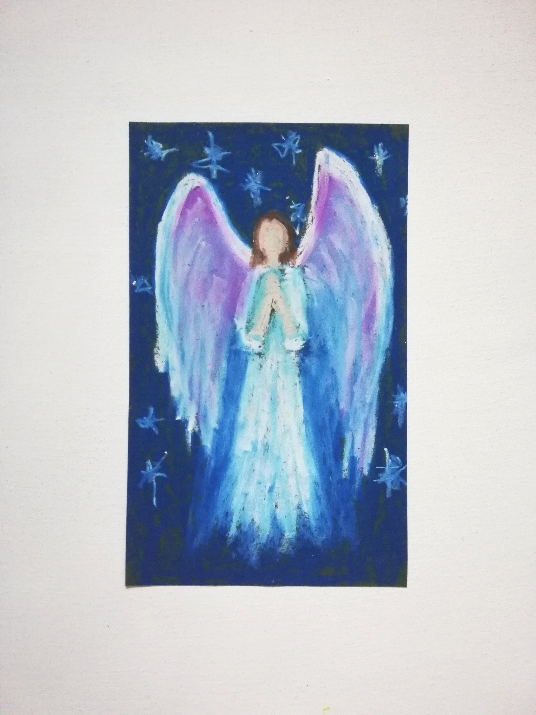 Angel Oil Pastel Painting, Original Affordable Oil Pastel Abstract ...