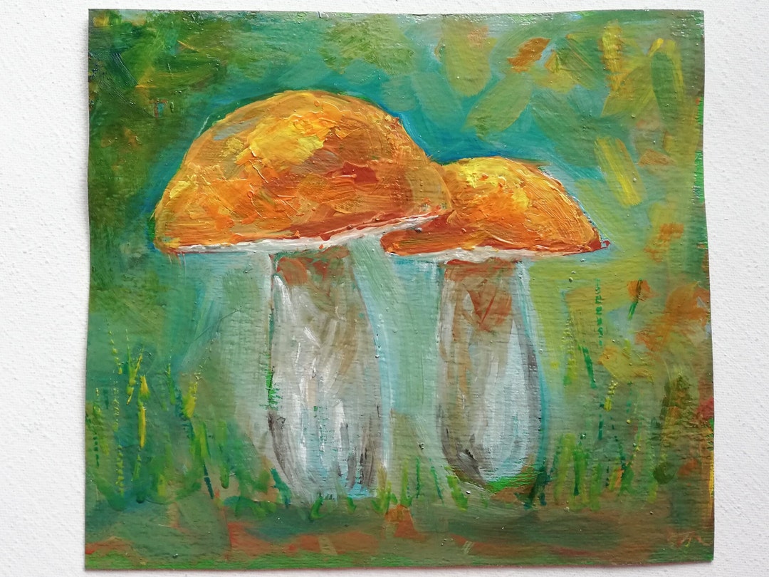 Mushroom Oil Painting. Original Painting of Mushrooms in the Forest ...
