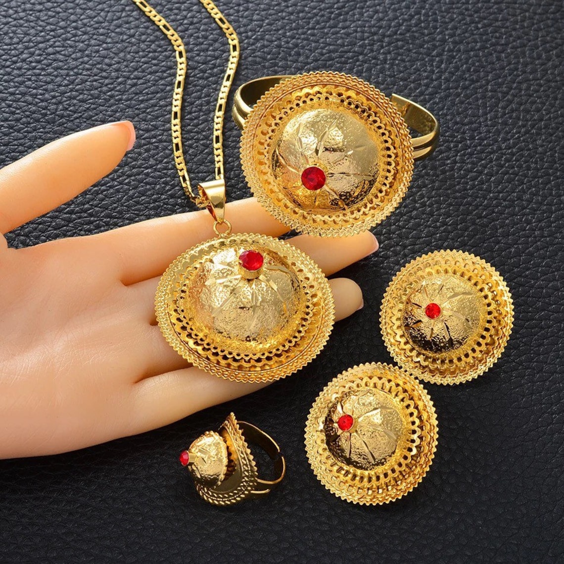 Habesha 24K Habesha Gold Jewelry Sets African Jewelry | Etsy