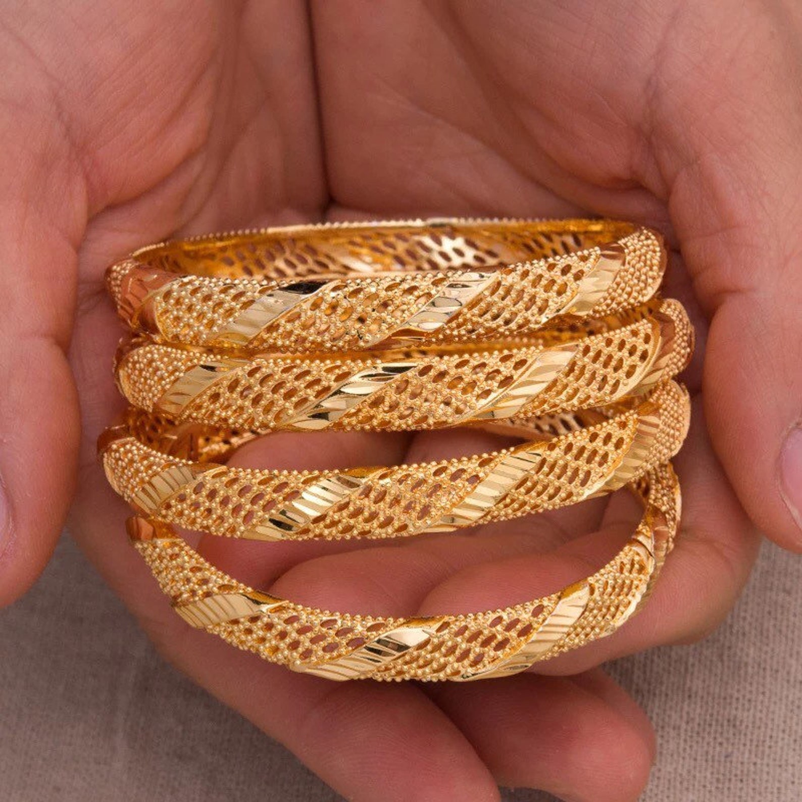 24K Gold Bangles gift for Women Gold Bangles Dubai Gold | Etsy