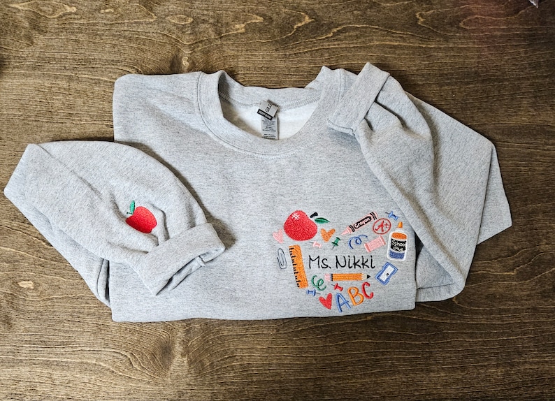 CUSTOM TEACHER Crewneck Sweatshirts, Adult Shirt, Teacher Present ...