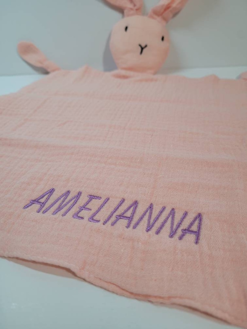 Personalized BUNNY Lovey, Custom Security Blanket, Bunny Muslin Lovey ...
