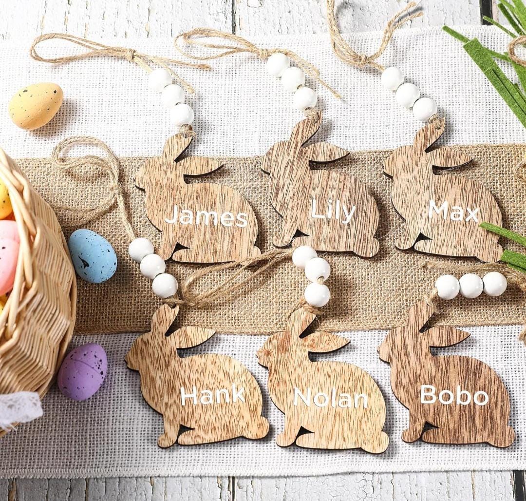 Personalized Wooden Bunny Rabbit Gift Tags Custom , Easter Bunny ...