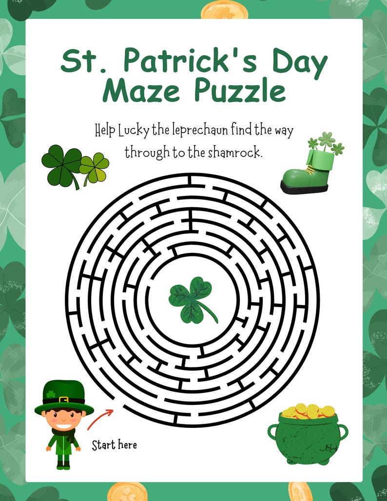 St. Patrick’s Day Maze Printable | Classroom Worksheet | Homeschool ...