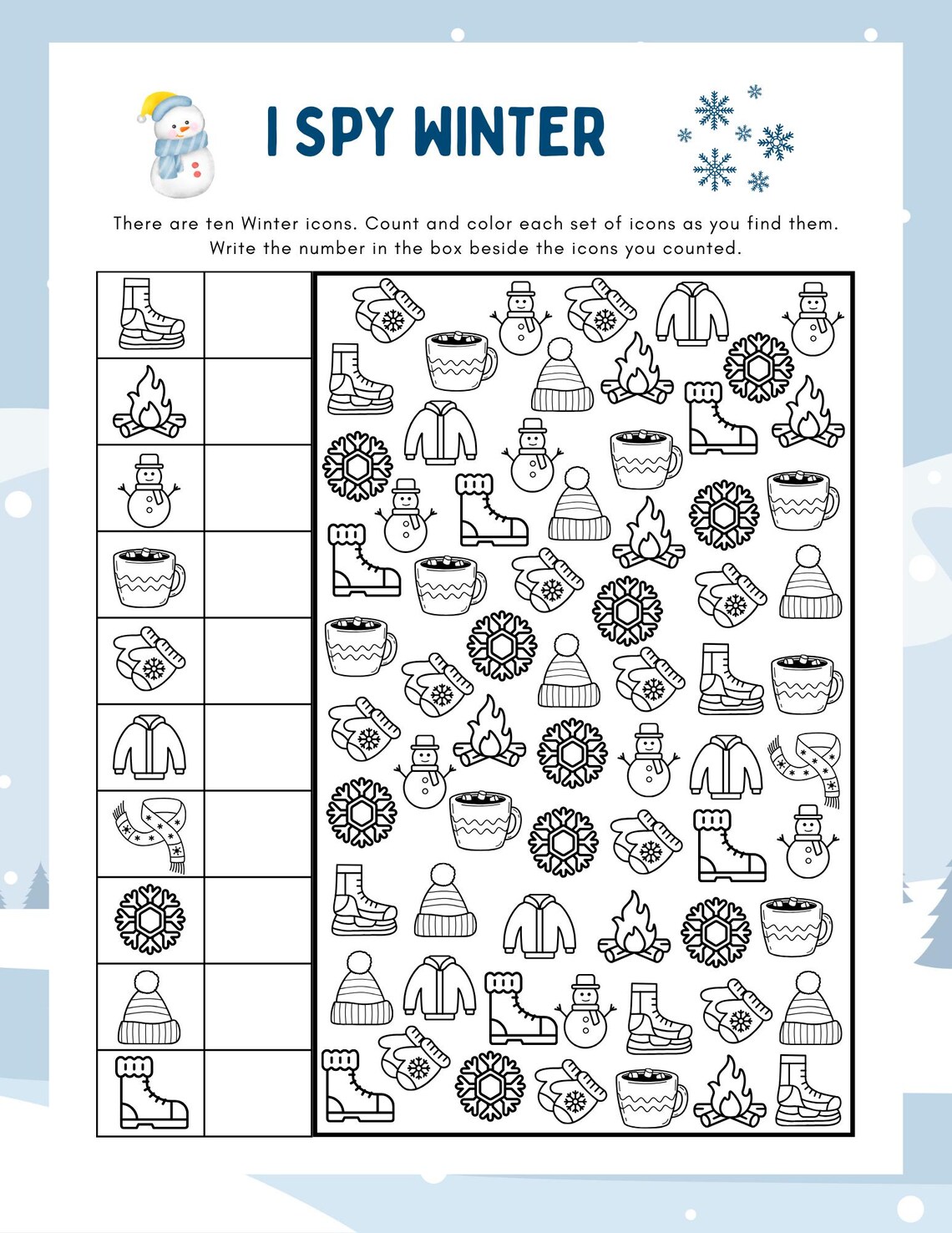 I Spy Winter Printable – Fun Winter Activity Game for Kids & Adults - Etsy