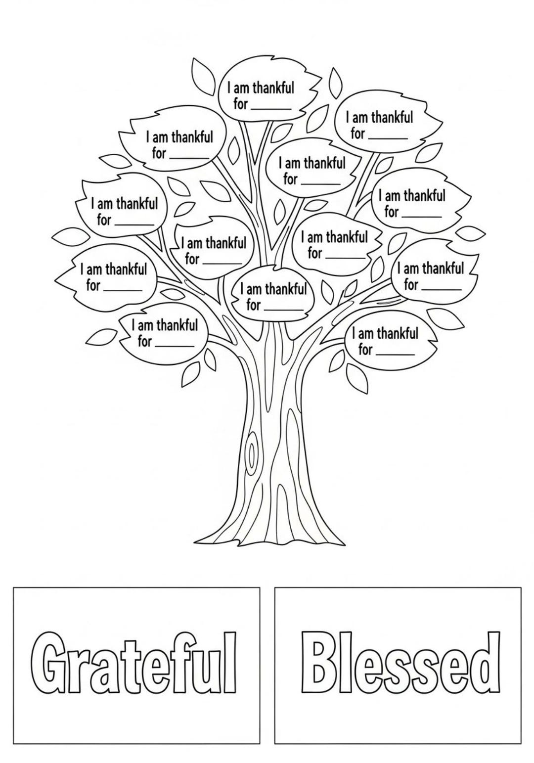 I Am Thankful For…” Coloring Page | Gratitude Tree Printable - Etsy