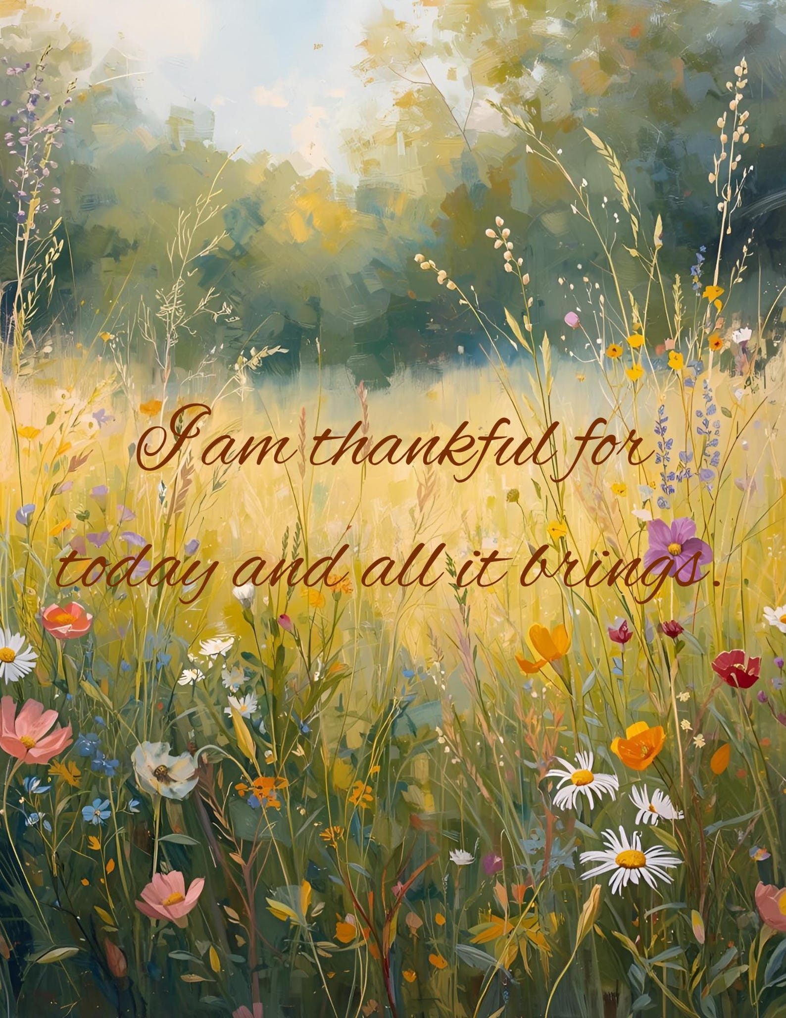 I Am Thankful for Today and All It Brings Print – Gratitude Quote Wall ...
