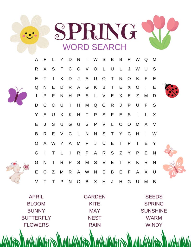 Spring Word Search Printable | Kids Activity, Classroom, Homeschool ...