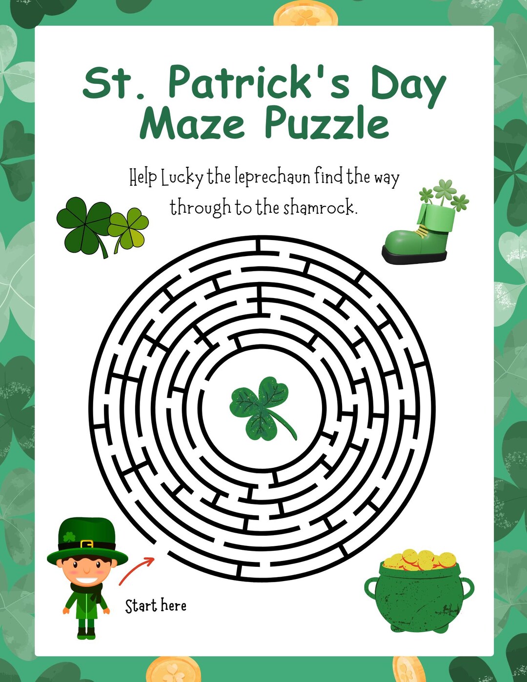 St. Patrick’s Day Maze Printable | Classroom Worksheet | Homeschool ...