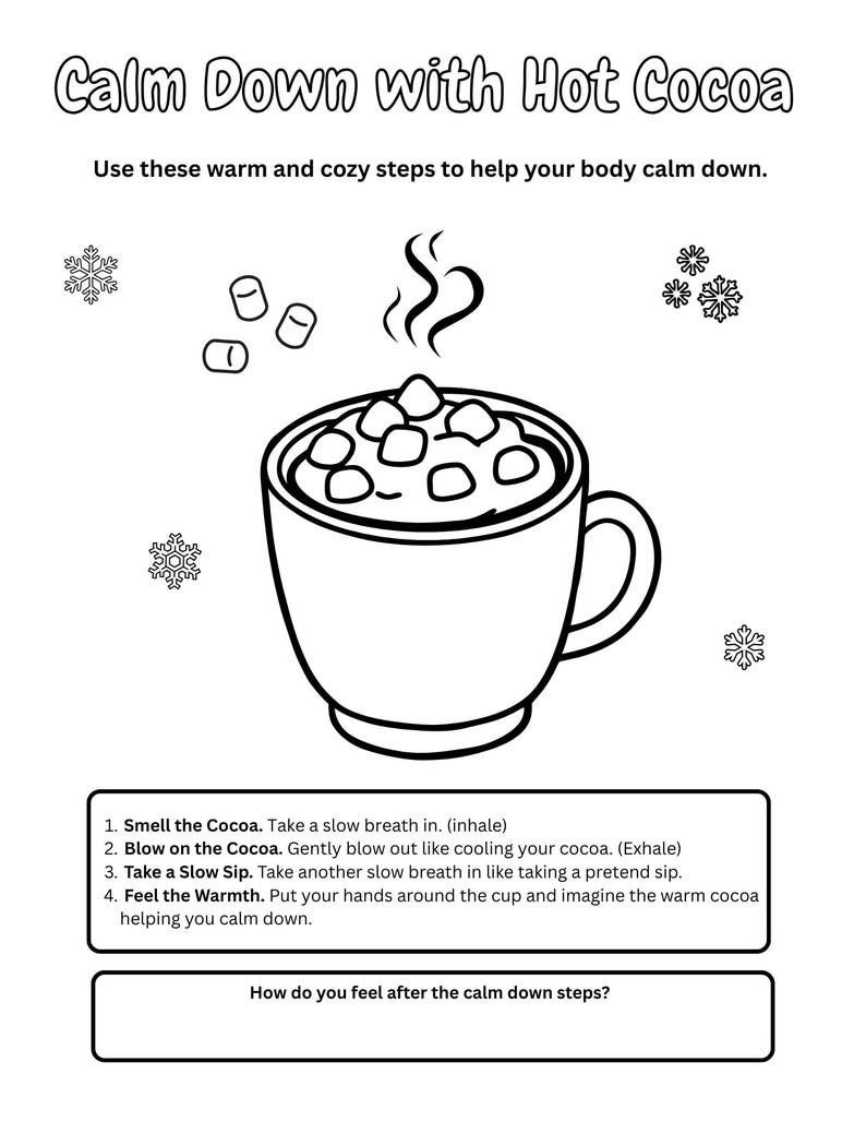 Hot Cocoa Calm-down Steps | Christmas SEL Printable | Deep Breathing ...