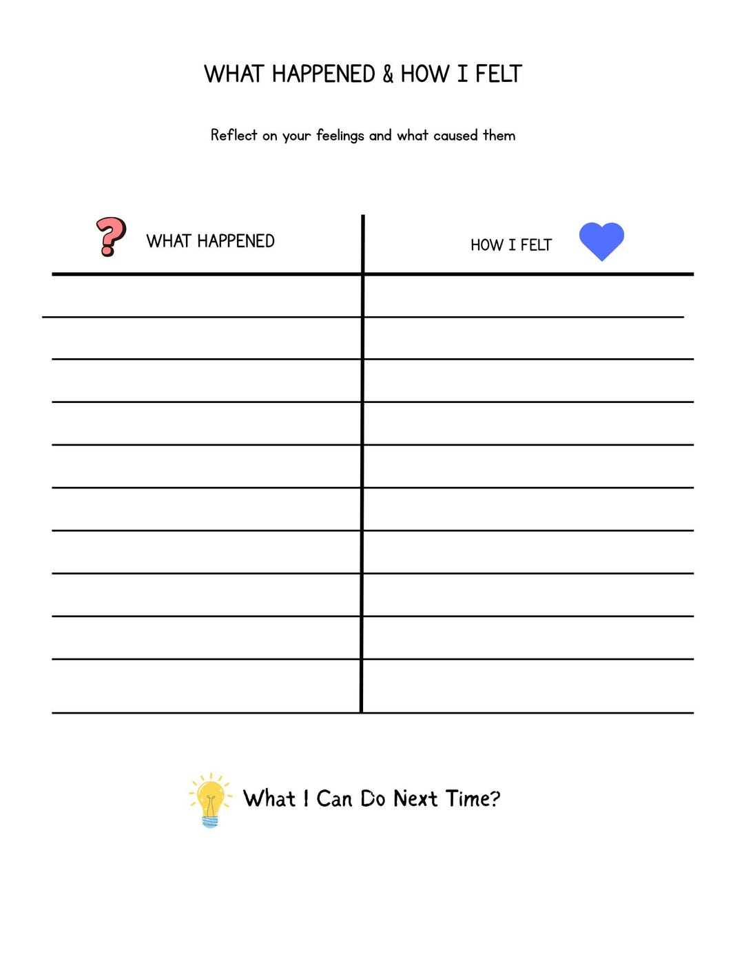 Emotion Reflection Chart for Kids: Therapy & Classroom Tool (PDF ...