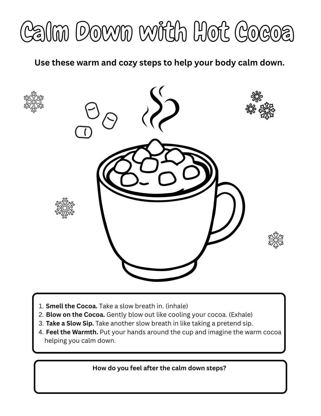 Hot Cocoa Calm-down Steps | Christmas SEL Printable | Deep Breathing ...