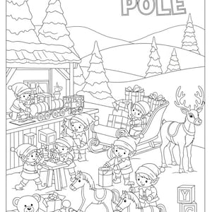 North Pole Elves Coloring Page | Christmas Workshop Printable Coloring ...