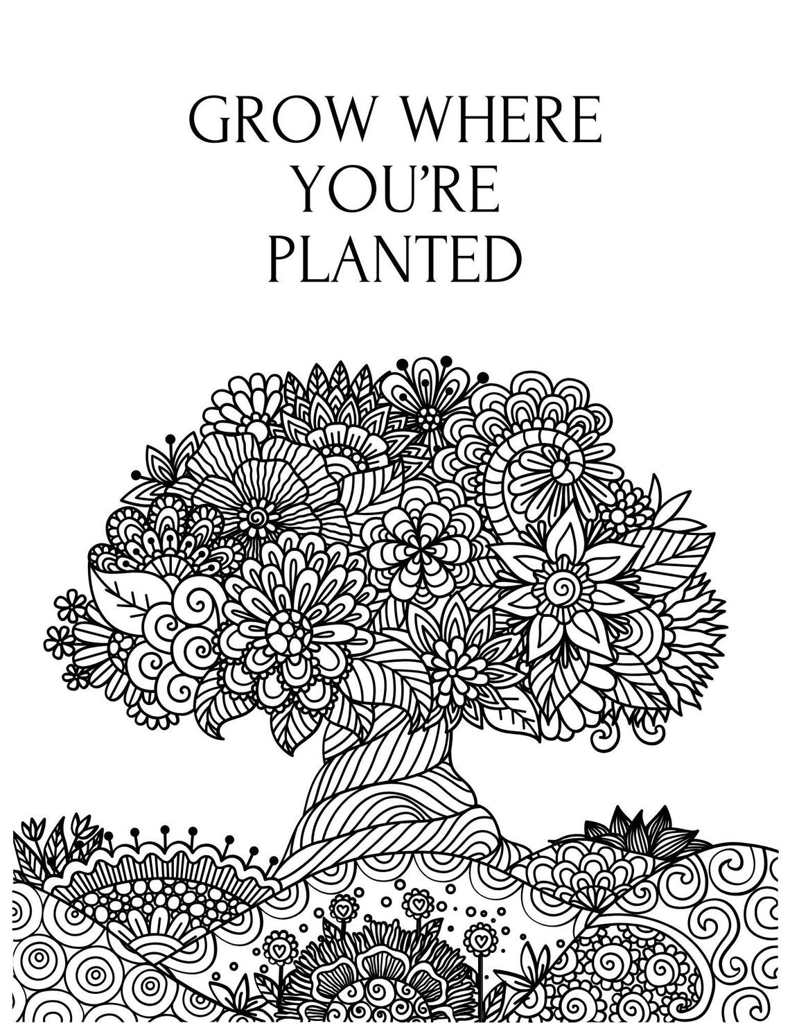 Mindful Mandala Tree Coloring Page | Grow Where You’re Planted ...