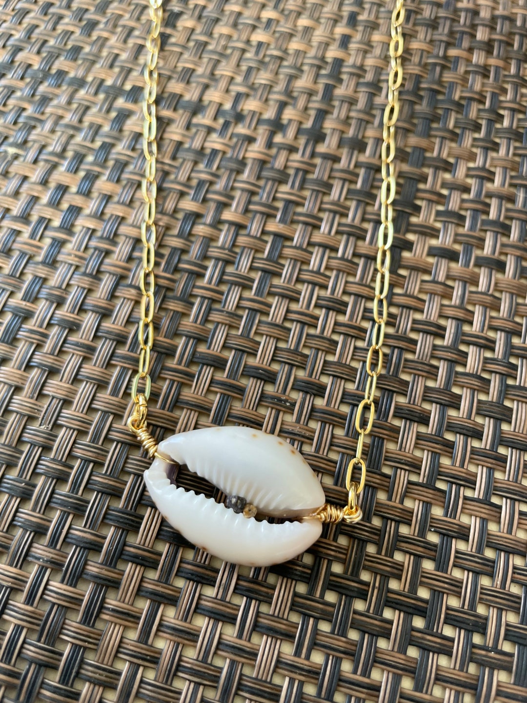 Handmade Cowrie Seashell Necklace: 14k Gold Filled Wire, Stainless ...