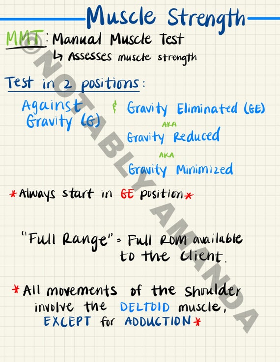 Occupational Therapy Muscle Strength Assessment PRINTABLE - Etsy